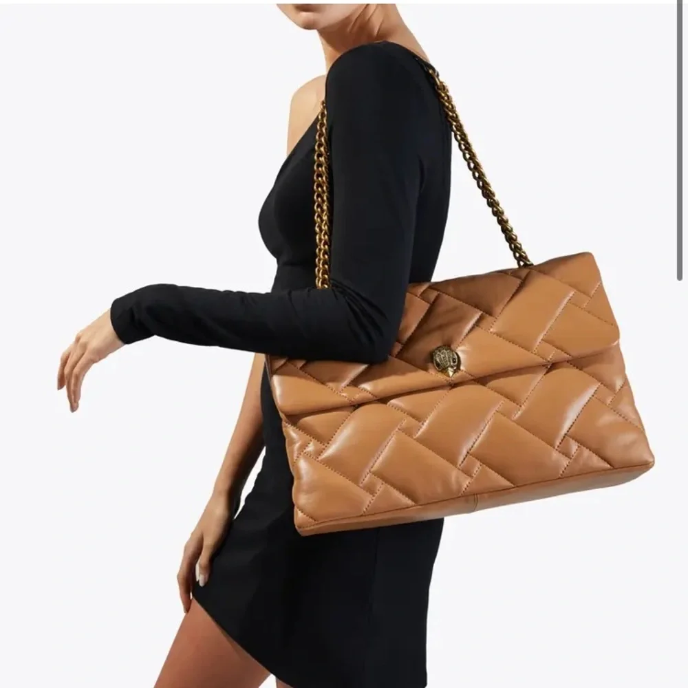 Kurt Geiger | Bags | Kurt Geiger Quilted Tan Leather Shoulder Bag With ...